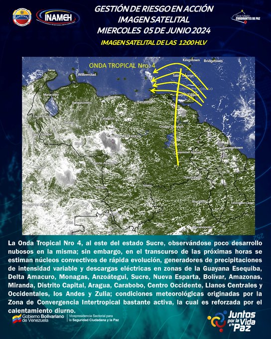 Inameh anuncia la llegada de la cuarta onda tropical este miércoles